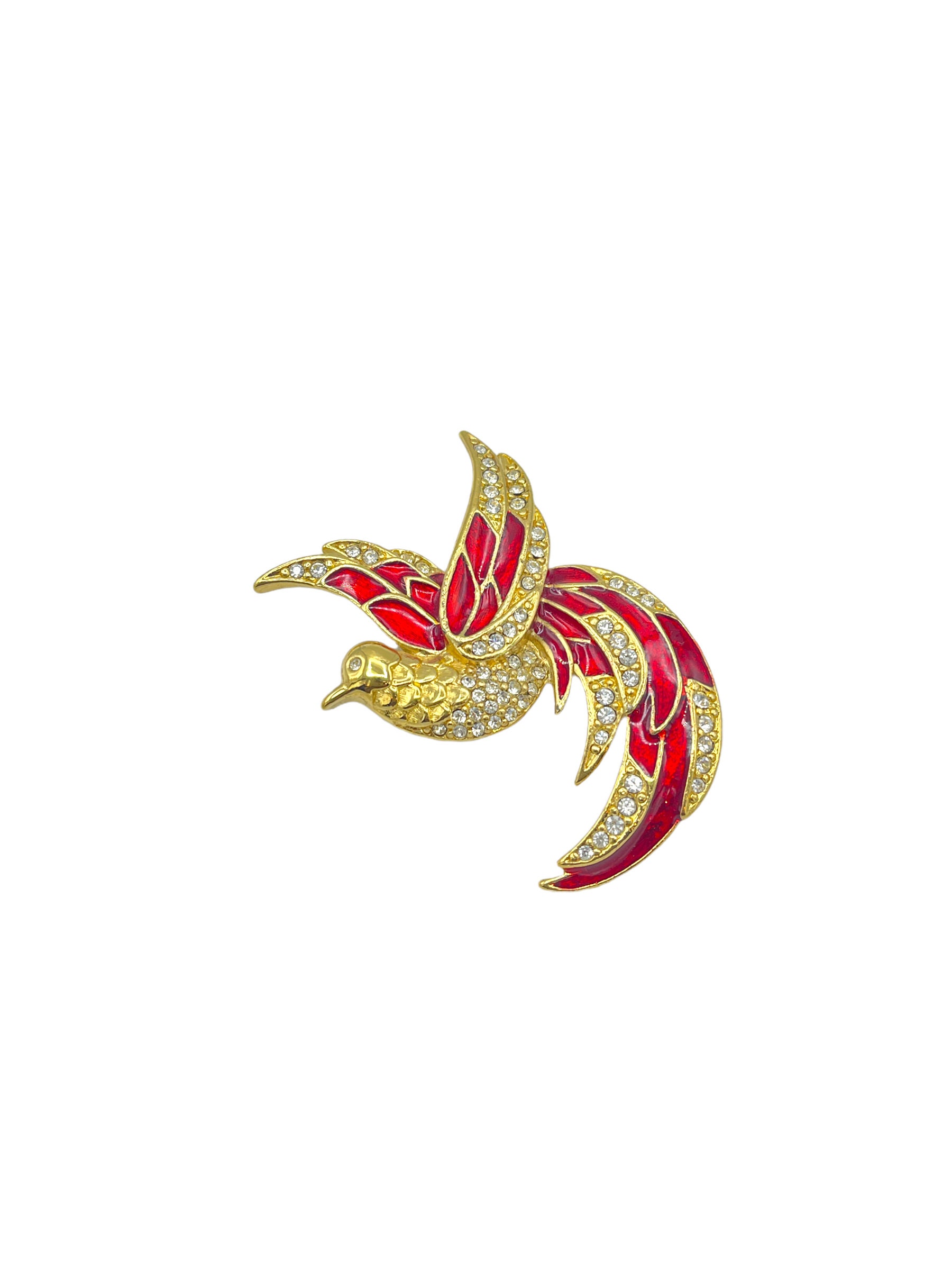 Giorgio Gold Red Enamel Bird of Paradise Vintage Designer Brooch - Etsy