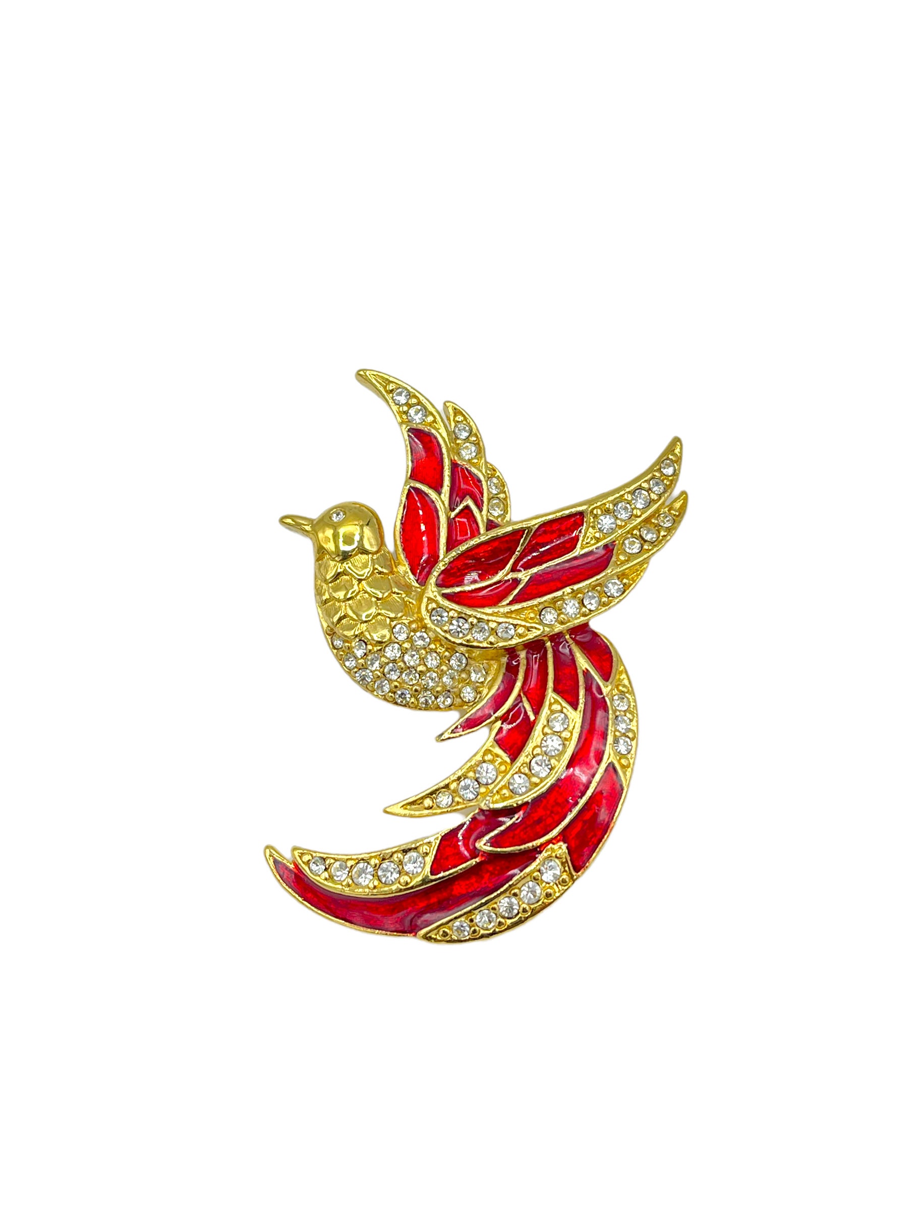 Giorgio Gold Red Enamel Bird of Paradise Vintage Designer Brooch - Etsy