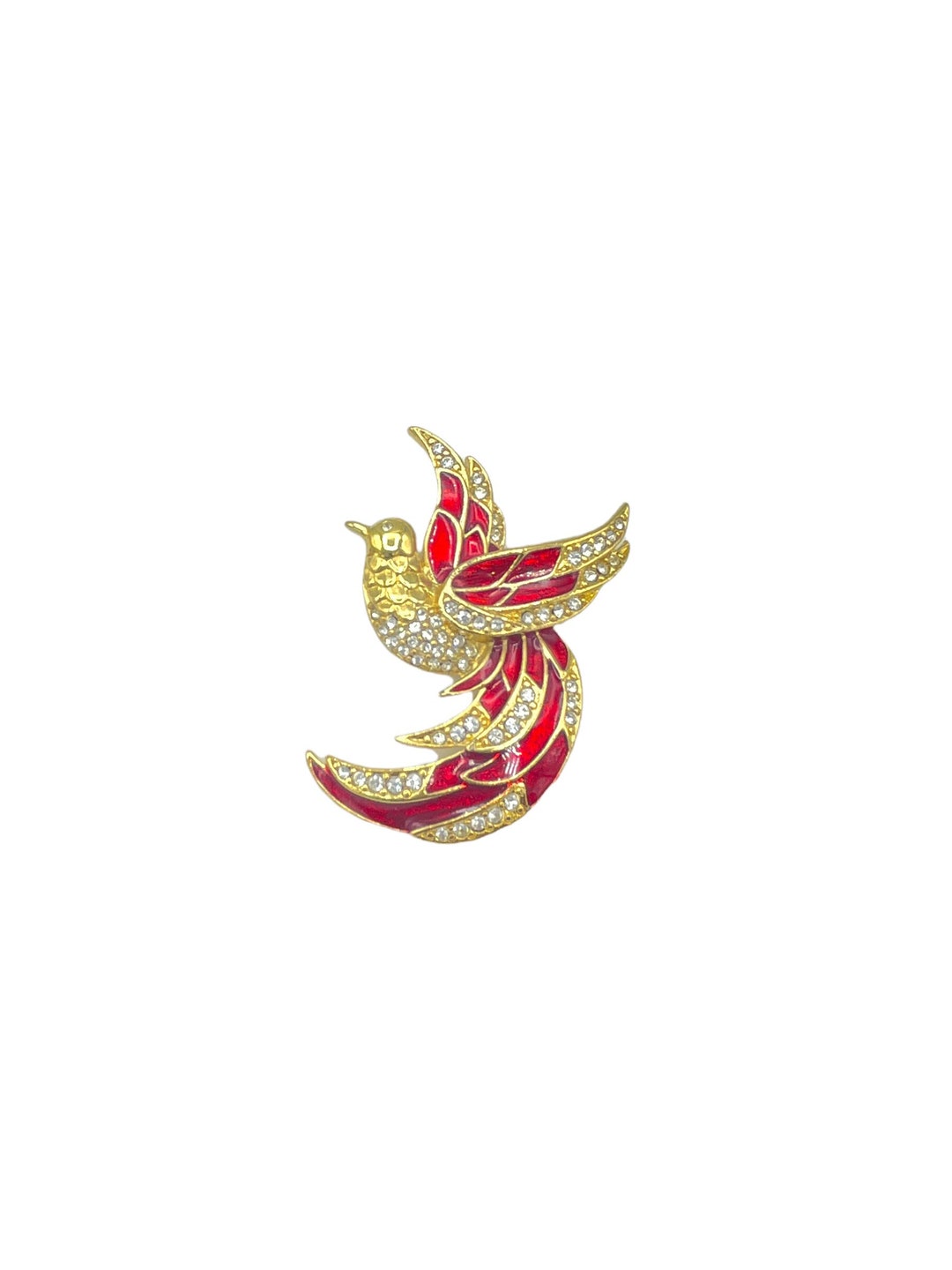 Giorgio Gold Red Enamel Bird of Paradise Vintage Designer Brooch - Etsy