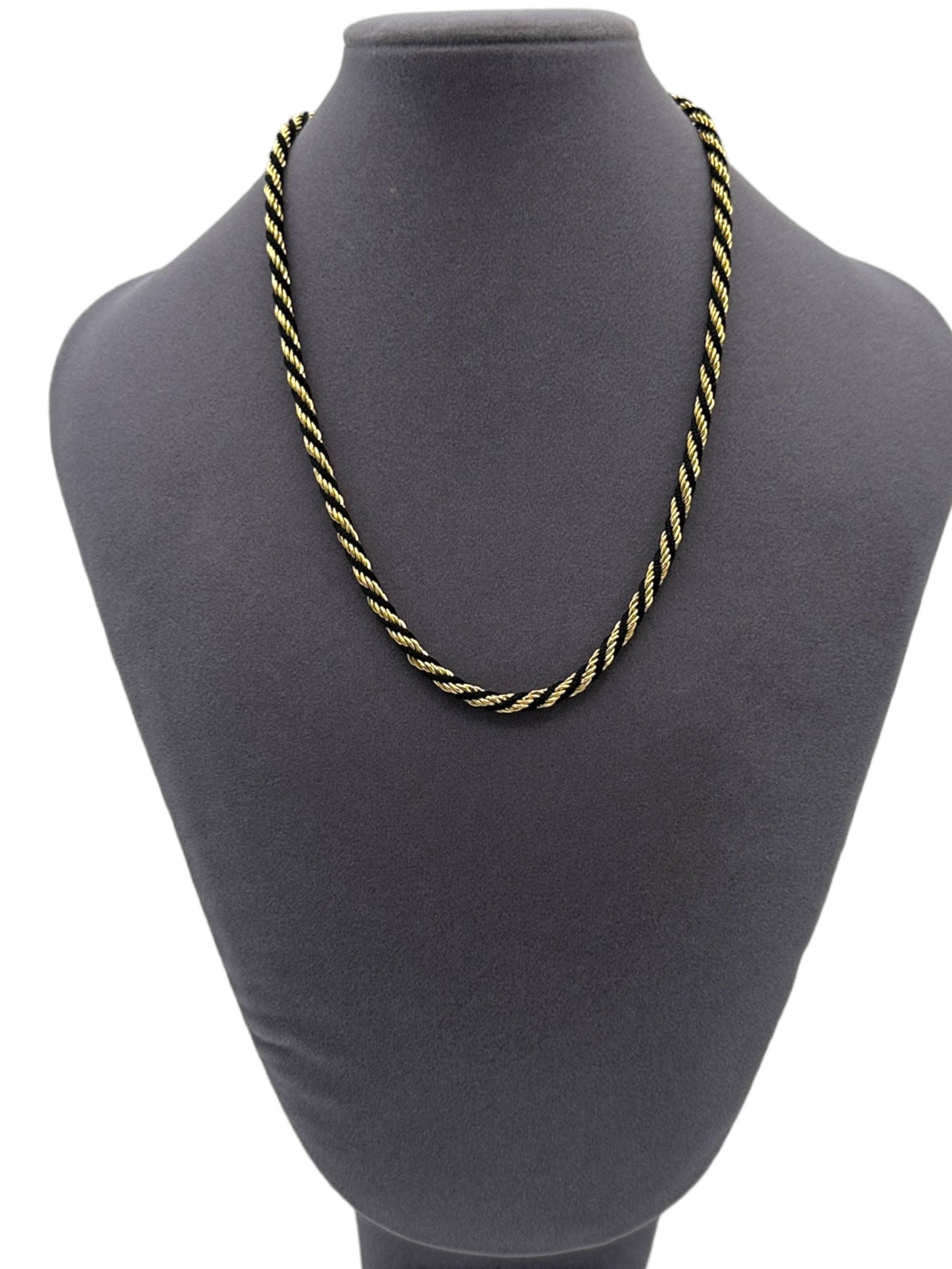 Trifari Jewelry Gold Rope Chain Interweave of Black Layering Necklace ...
