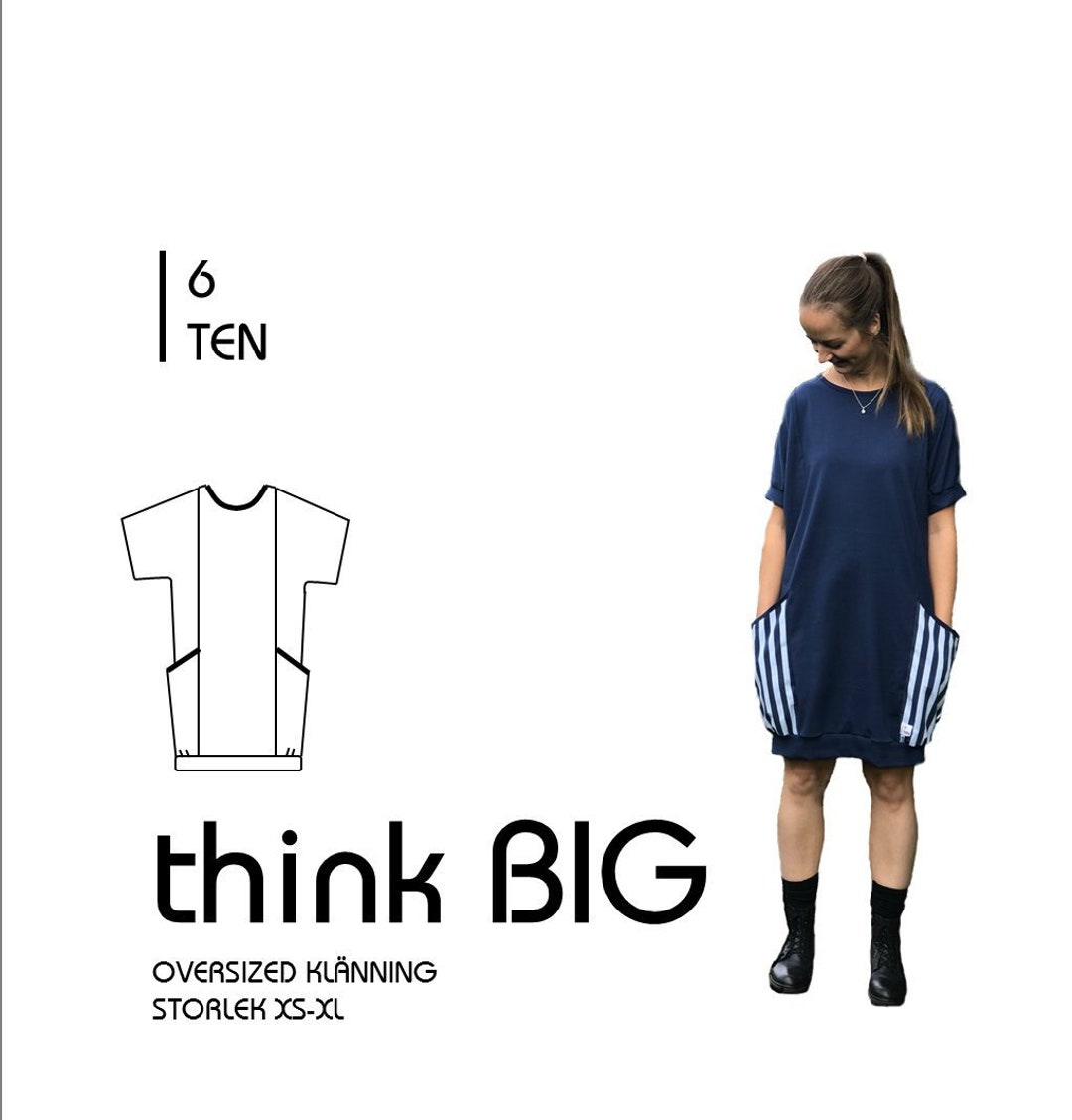 Think BIG Pdf Klänningsmönster, Storlek XS-XL - Etsy Sweden