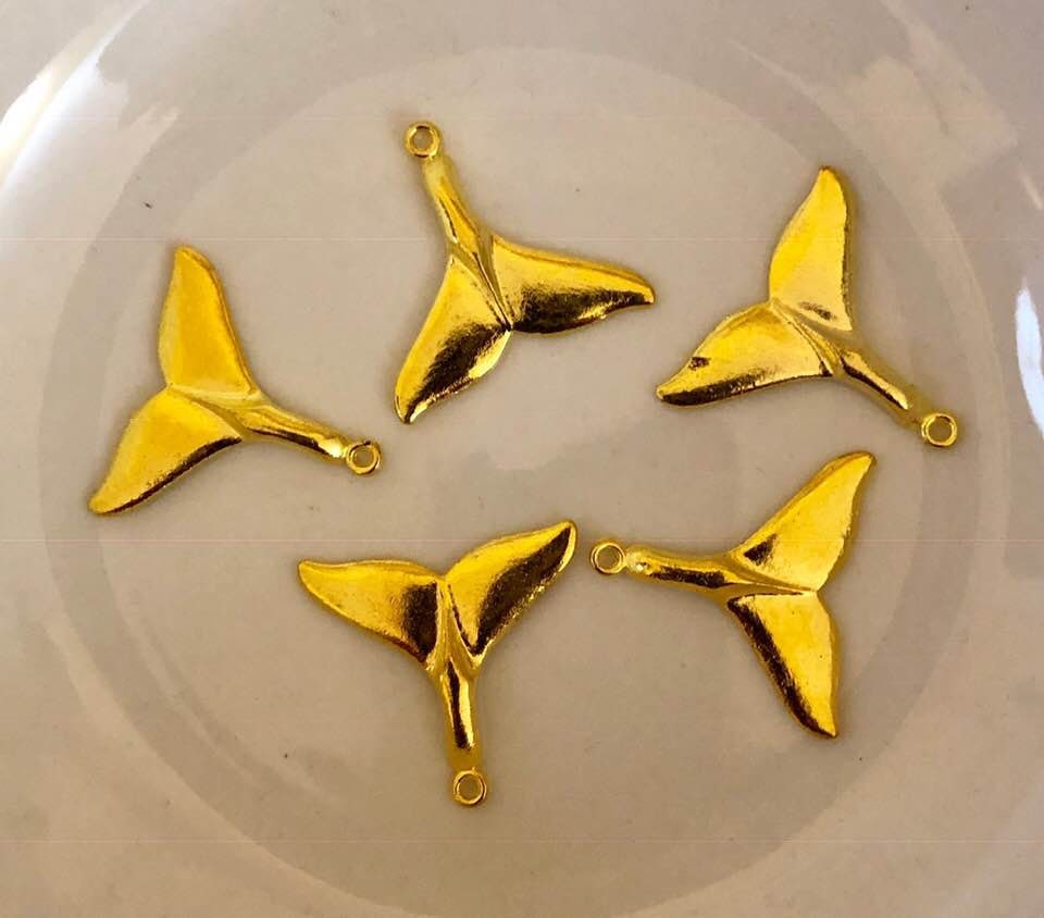 Set of 5- Mermaid Tail/whale Fluke Charms 300 - Etsy