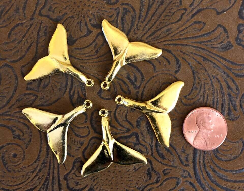 Set of 5- Mermaid Tail/whale Fluke Charms 300 - Etsy
