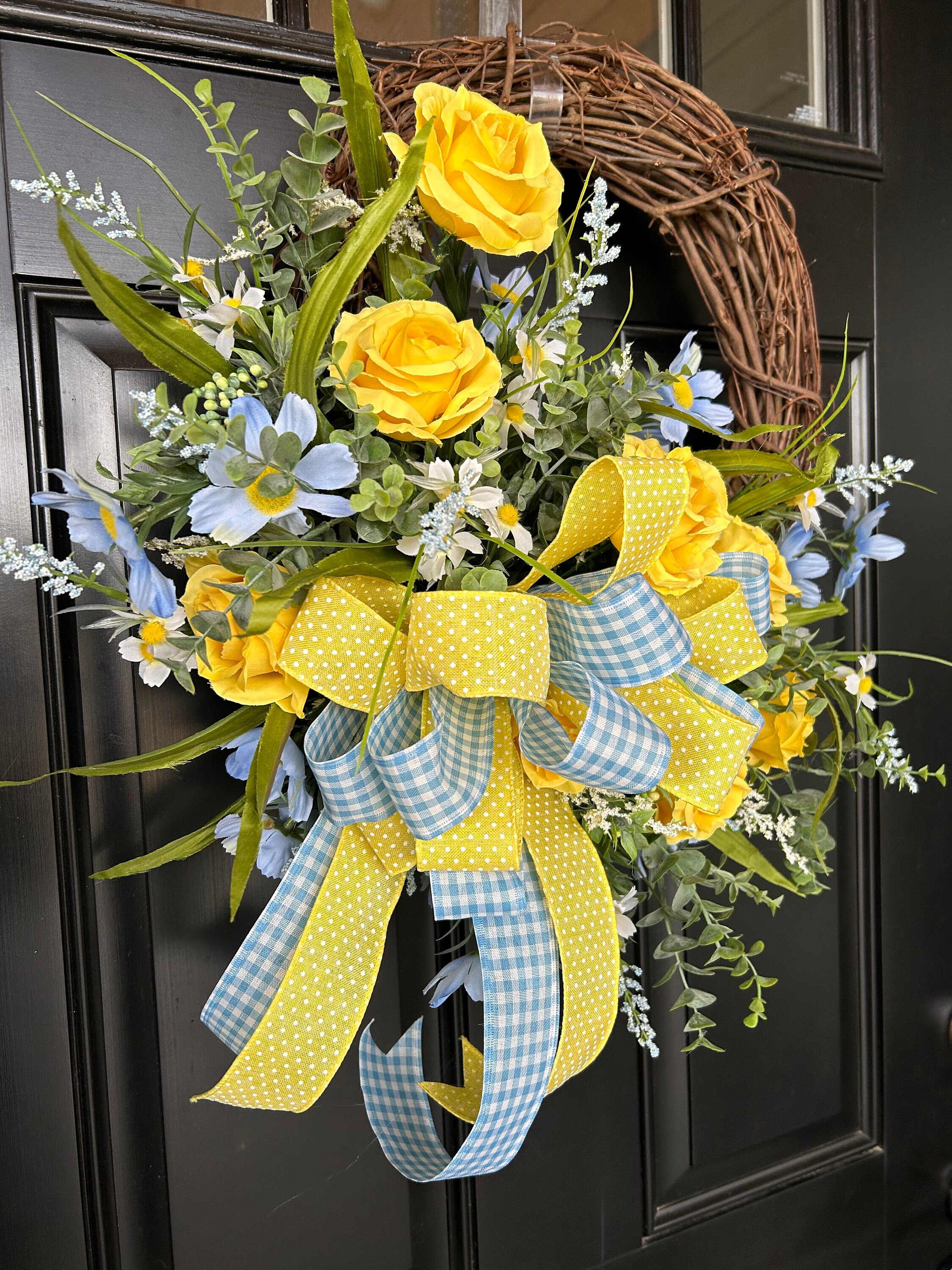 Spring Wreath for Front Door, Spring Door Decor, Summer Wreath, Yellow ...
