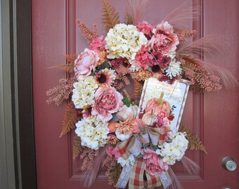 Pink Fall Wreath - Etsy