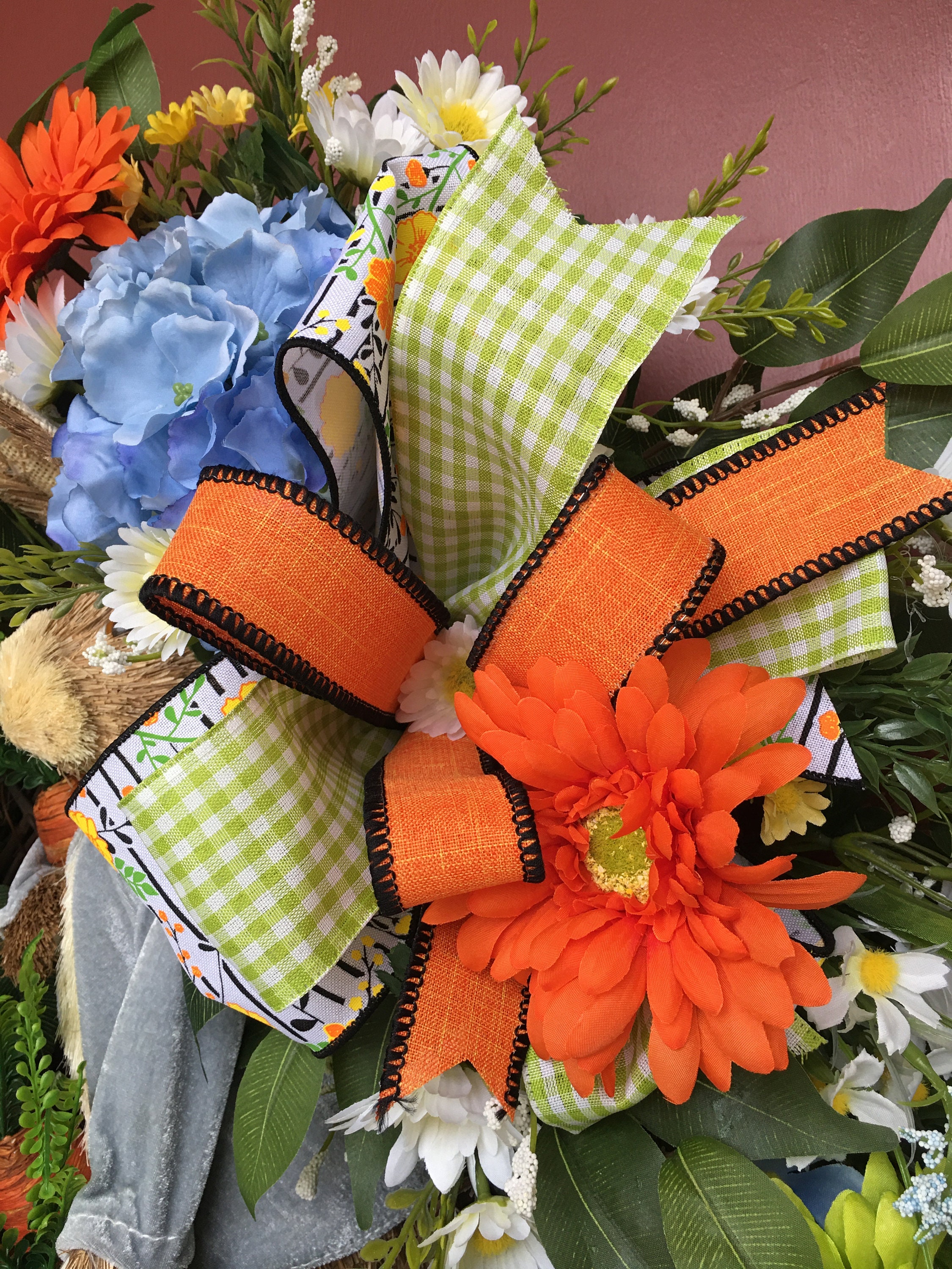 Easter Bunny Floral Wreath Front Door Easter Wreath Bunny And Carrot