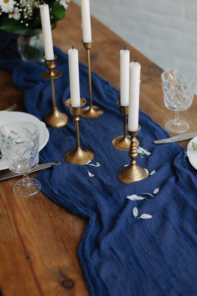 Navy Blue Wedding Centerpieces Gauze Runner Cheese Cloth Table - Etsy