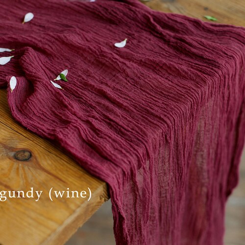 Burgundy Boho Wedding Cheesecloth Maroon Table Runner Wedding | Etsy
