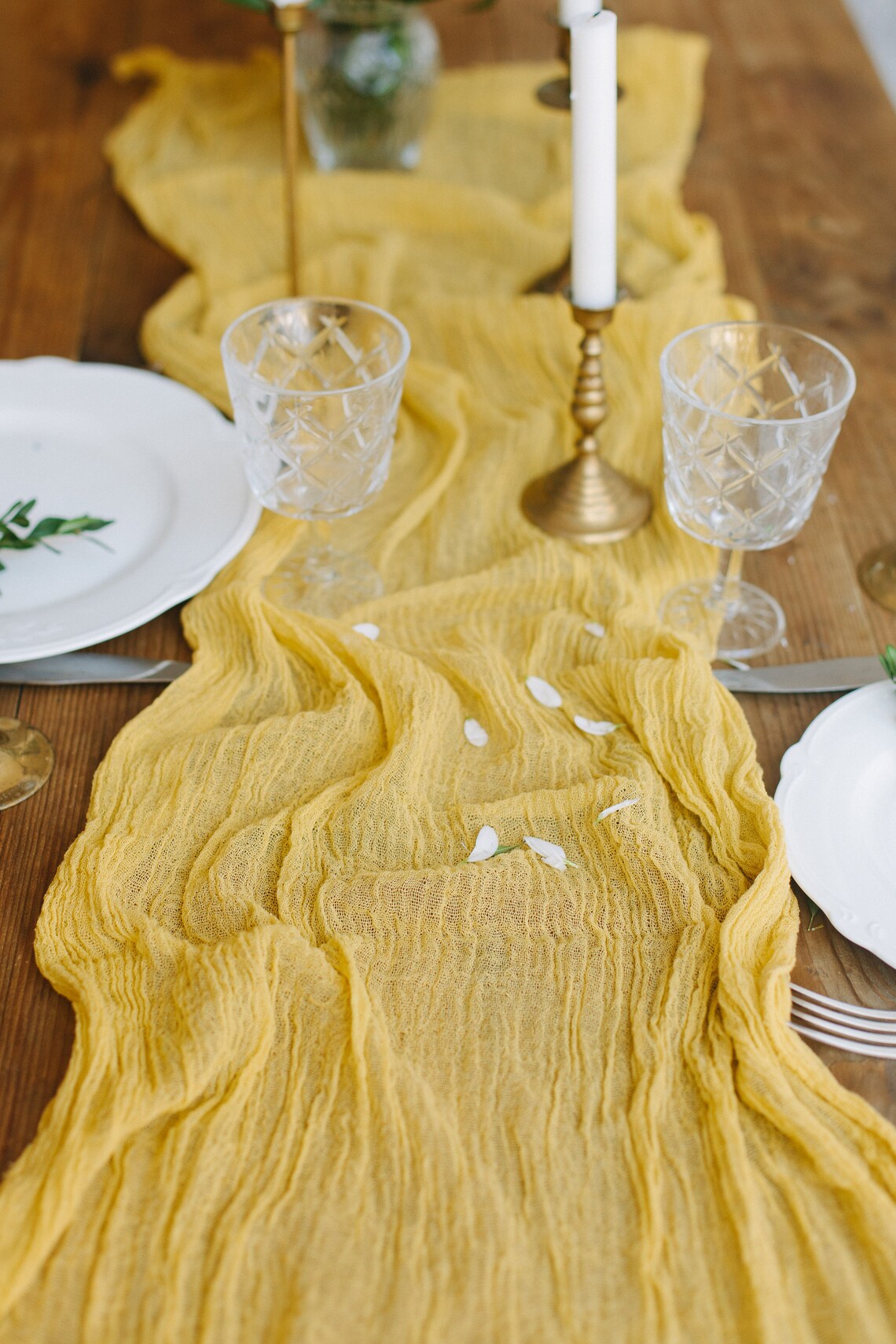 Mustard table runner Rustic Gauze table runner Wedding arch | Etsy