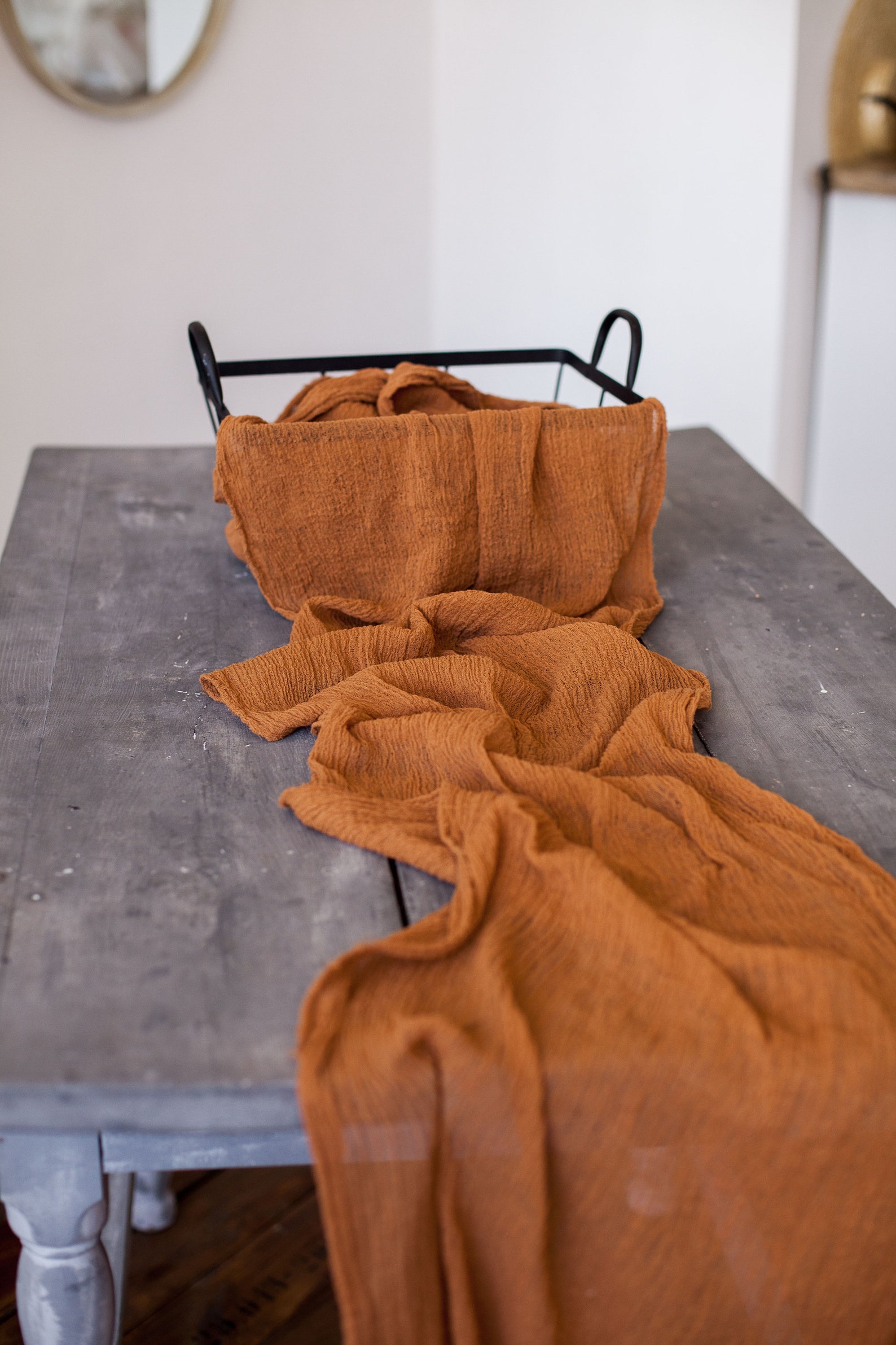 Rust Orange Boho Wedding Cheesecloth Terracotta Table Runner | Etsy