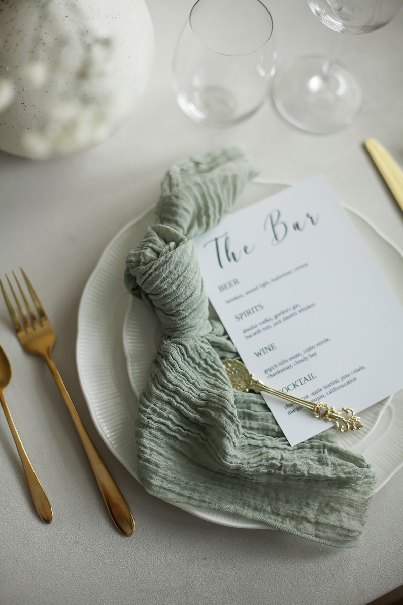 Sage Green Muslin Napkins Rustic Wedding Gauze Napkins Wedding - Etsy