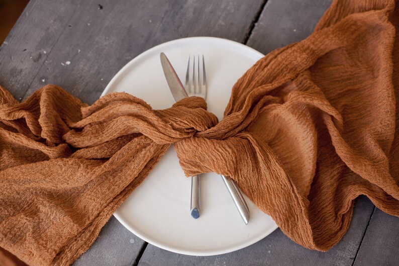 Rust Orange Boho Wedding Cheesecloth Terracotta Table Runner - Etsy