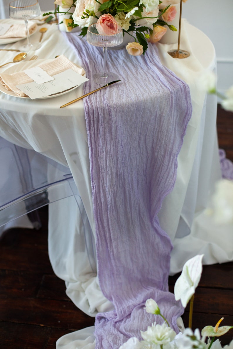 Lavender Wedding Cheesecloth Table Runner Lilac Wedding Arch - Etsy