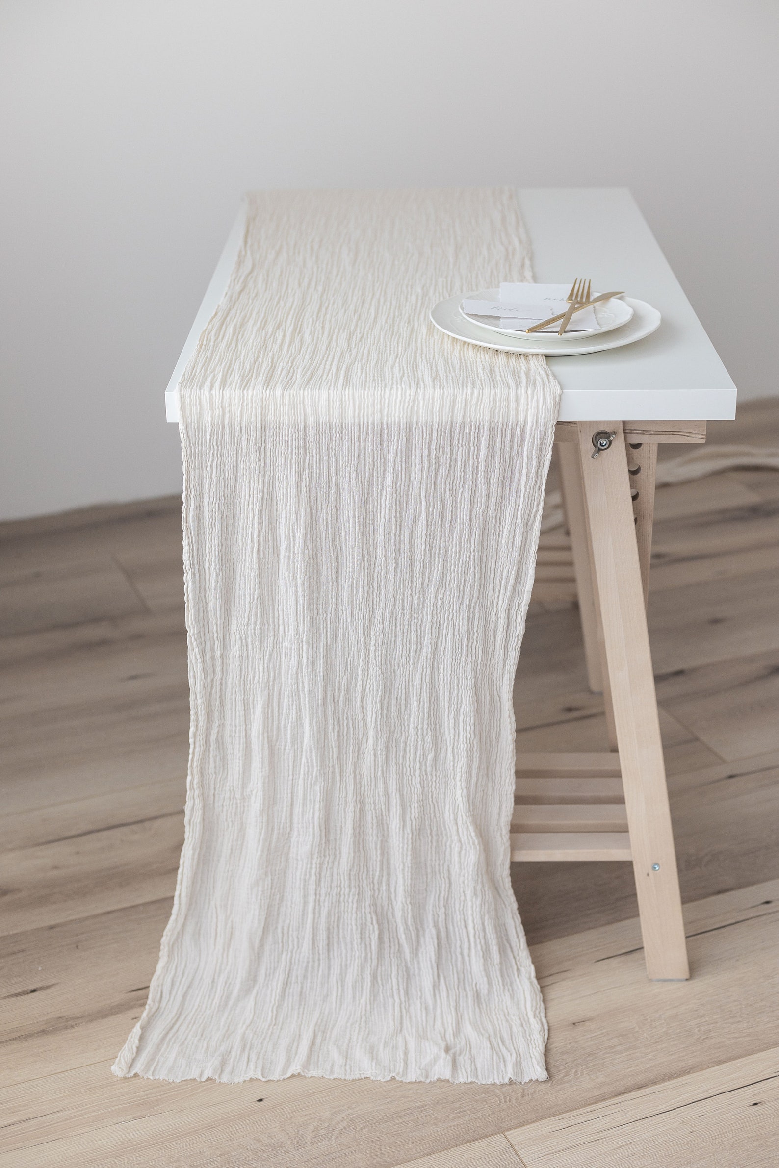 Sage Boho DOUBLE GAUZE Table Runner Arch Decor Tabletop Event Decor Sea ...