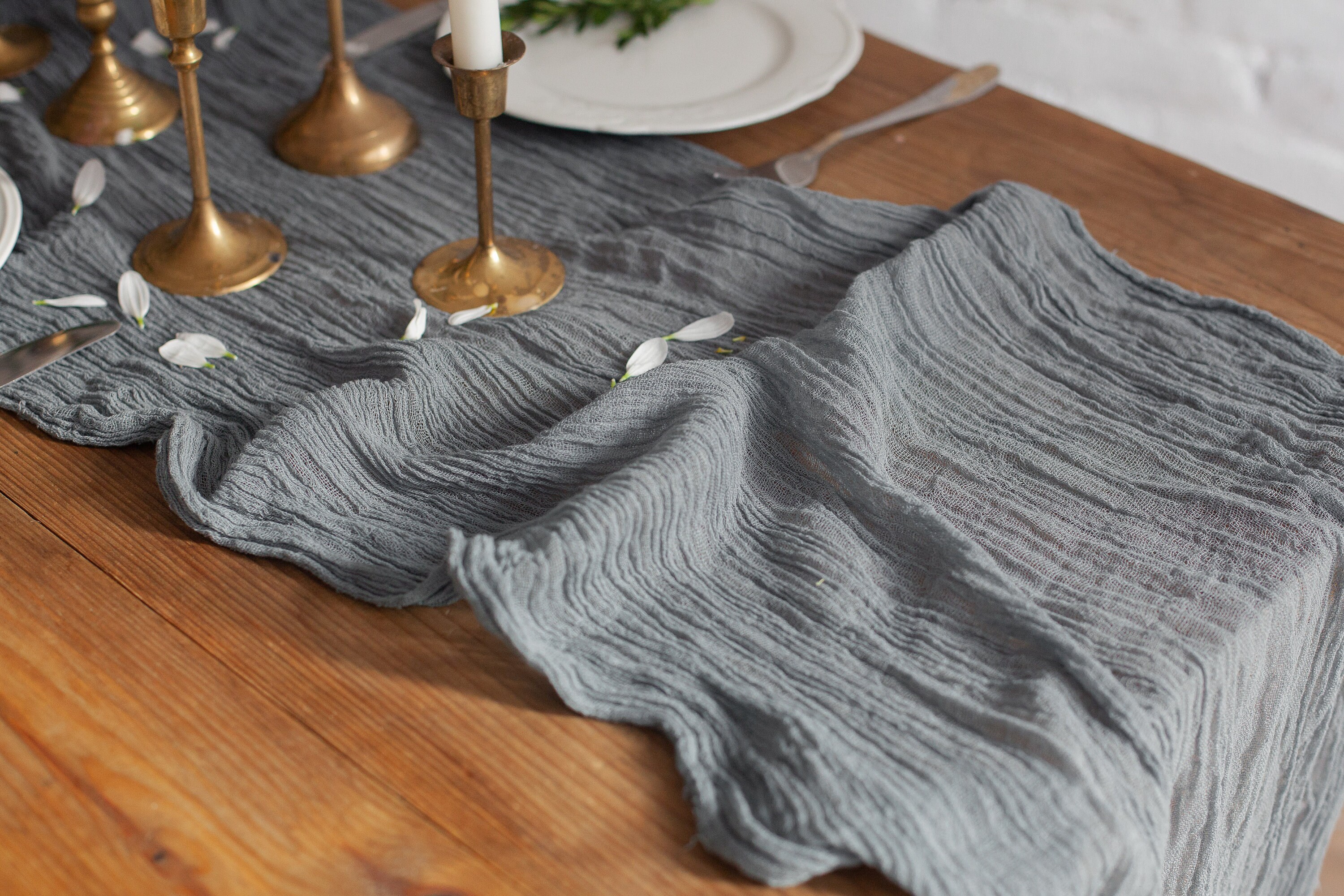 Grey Gauze Table Runner,grey Gauze Fabric,table Runner for Wedding ...