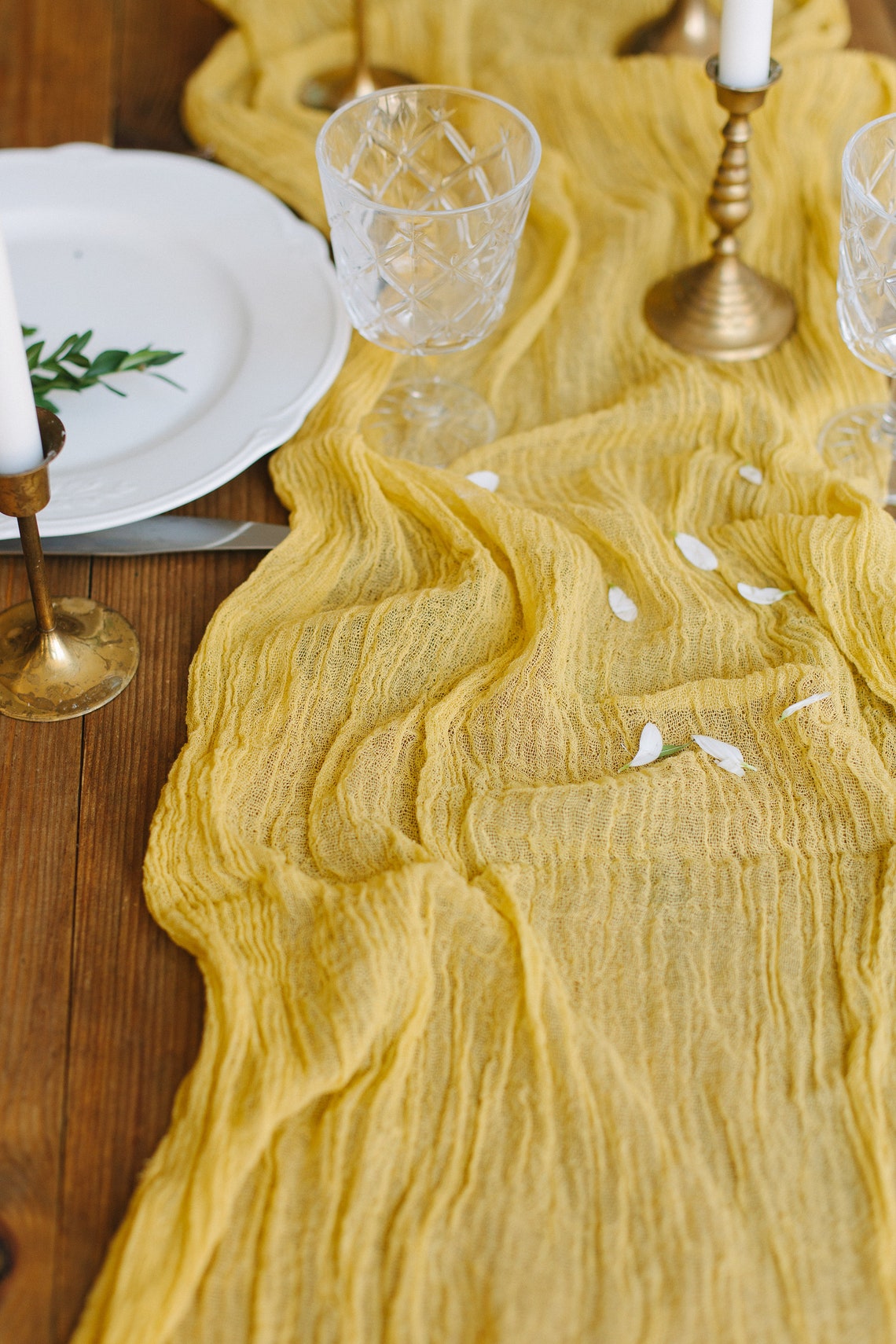 Mustard table runner Rustic Gauze table runner Wedding arch | Etsy