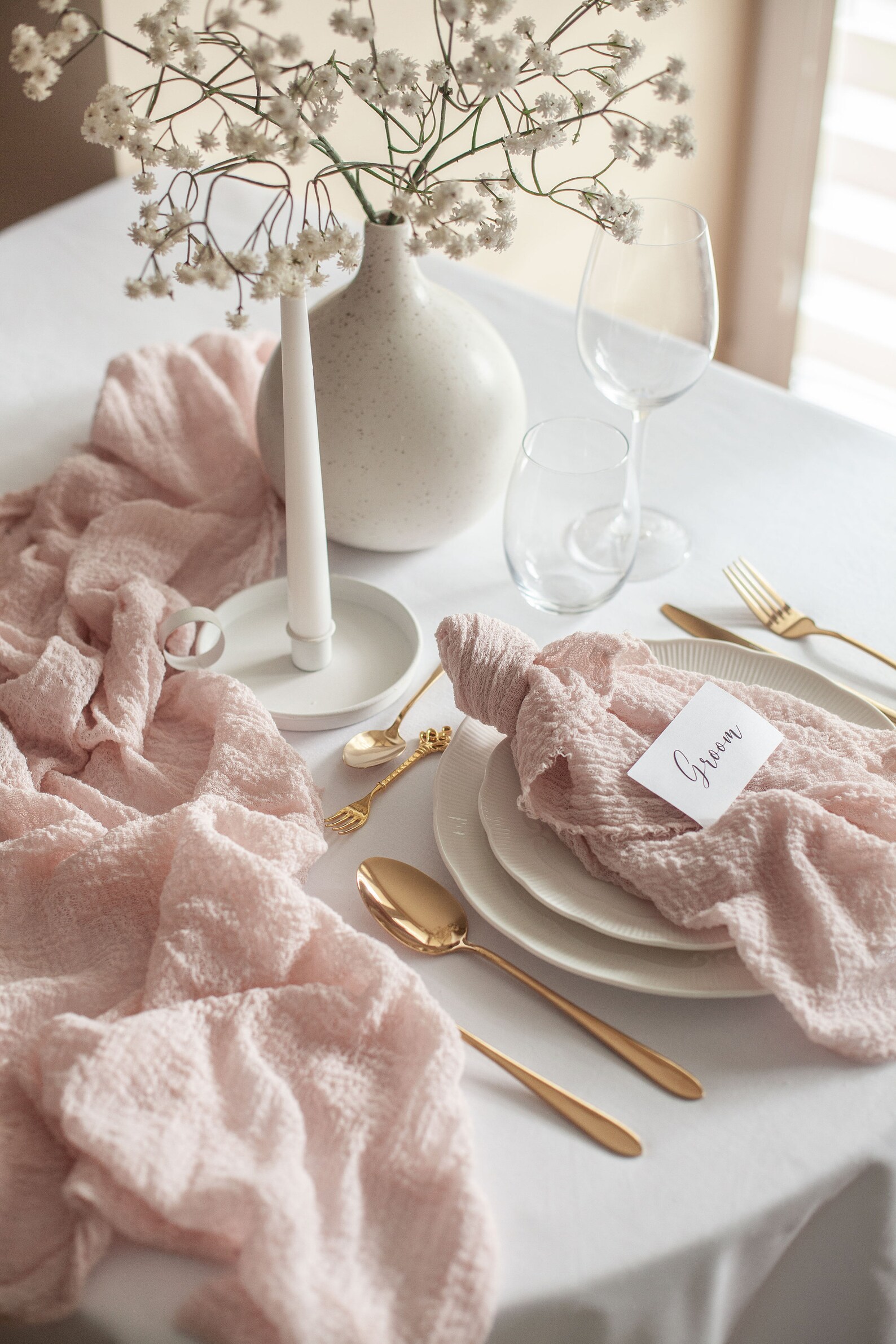 Blush Runner Baby Shower Party Decor Gauze Runner Cheese Cloth - Etsy