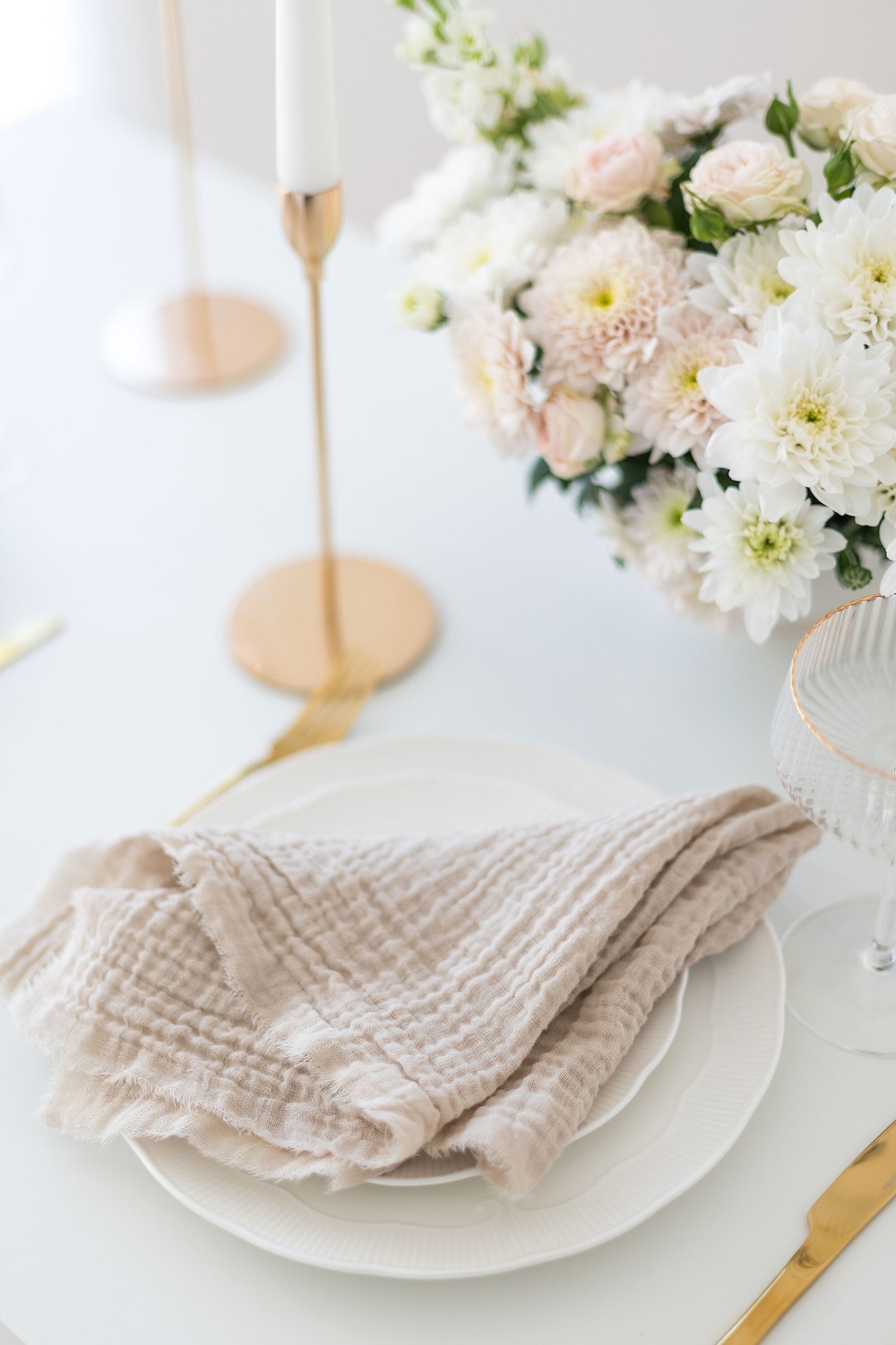 Beige Cloth Napkins, Bohemian Wedding Napkins Set Engagement Napkins ...