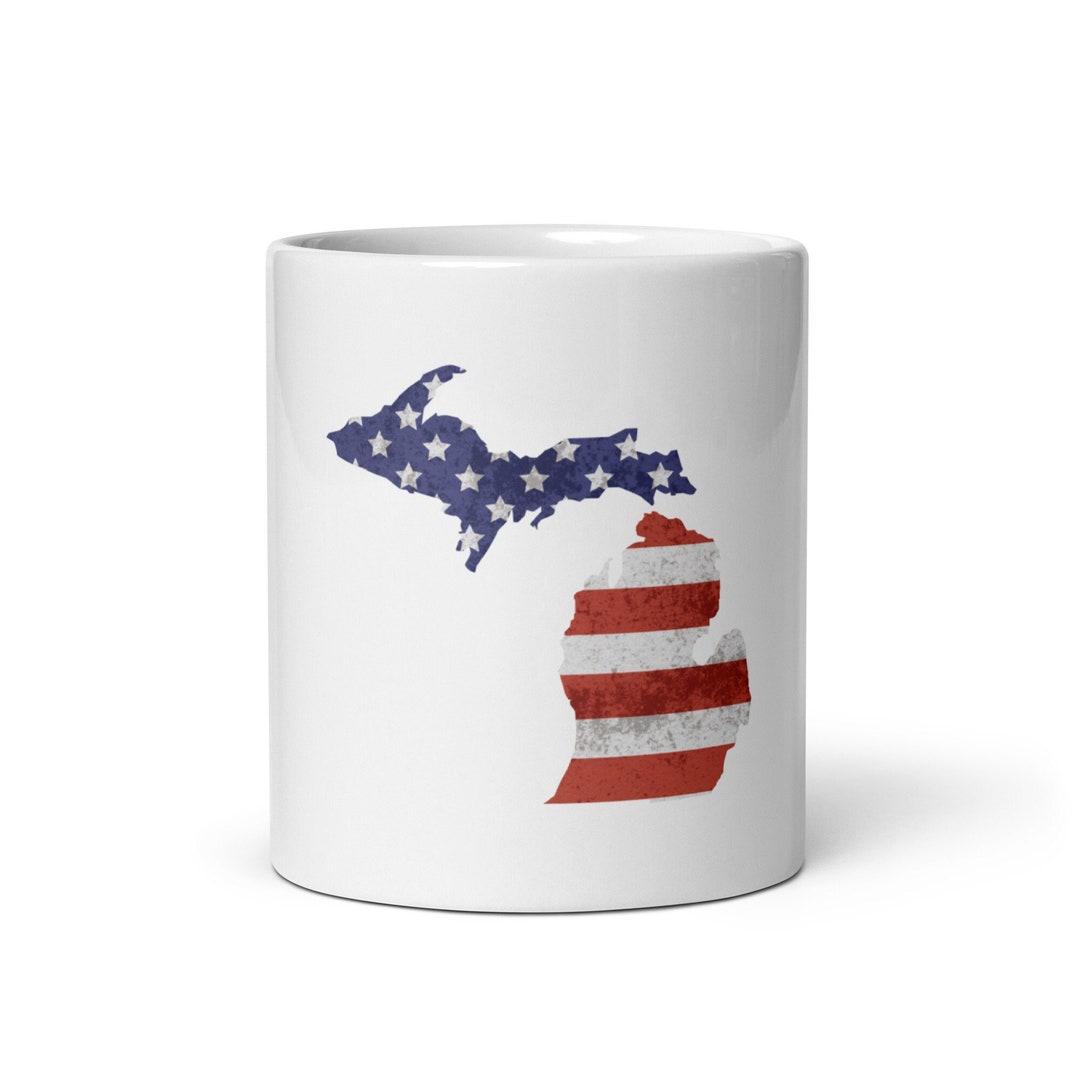 Michigan Mug Michigan American Flag Mug, Michigan Patriotic Mug, USA ...
