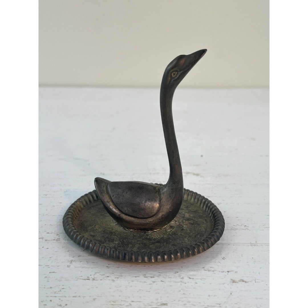 Vintage Silver Plated Swan Shaped Ring Holder by Interpur - Etsy
