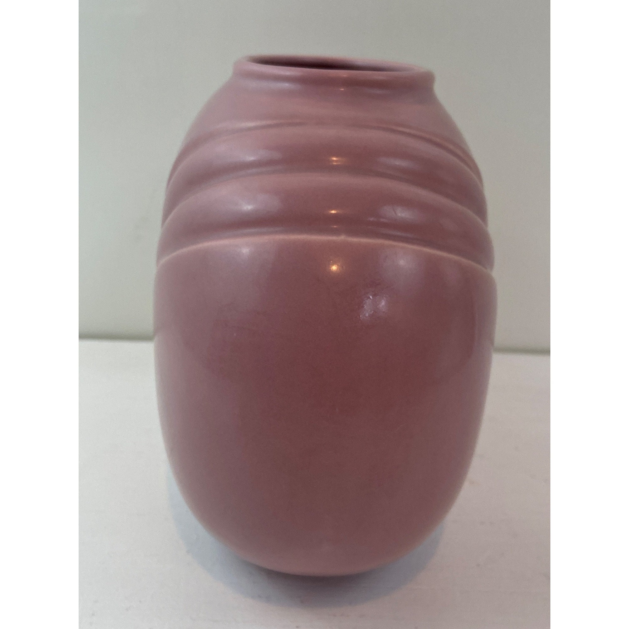 Vintage Haeger Pottery Vase Oval Art Deco Vase Pink Mauve Gloss Large ...