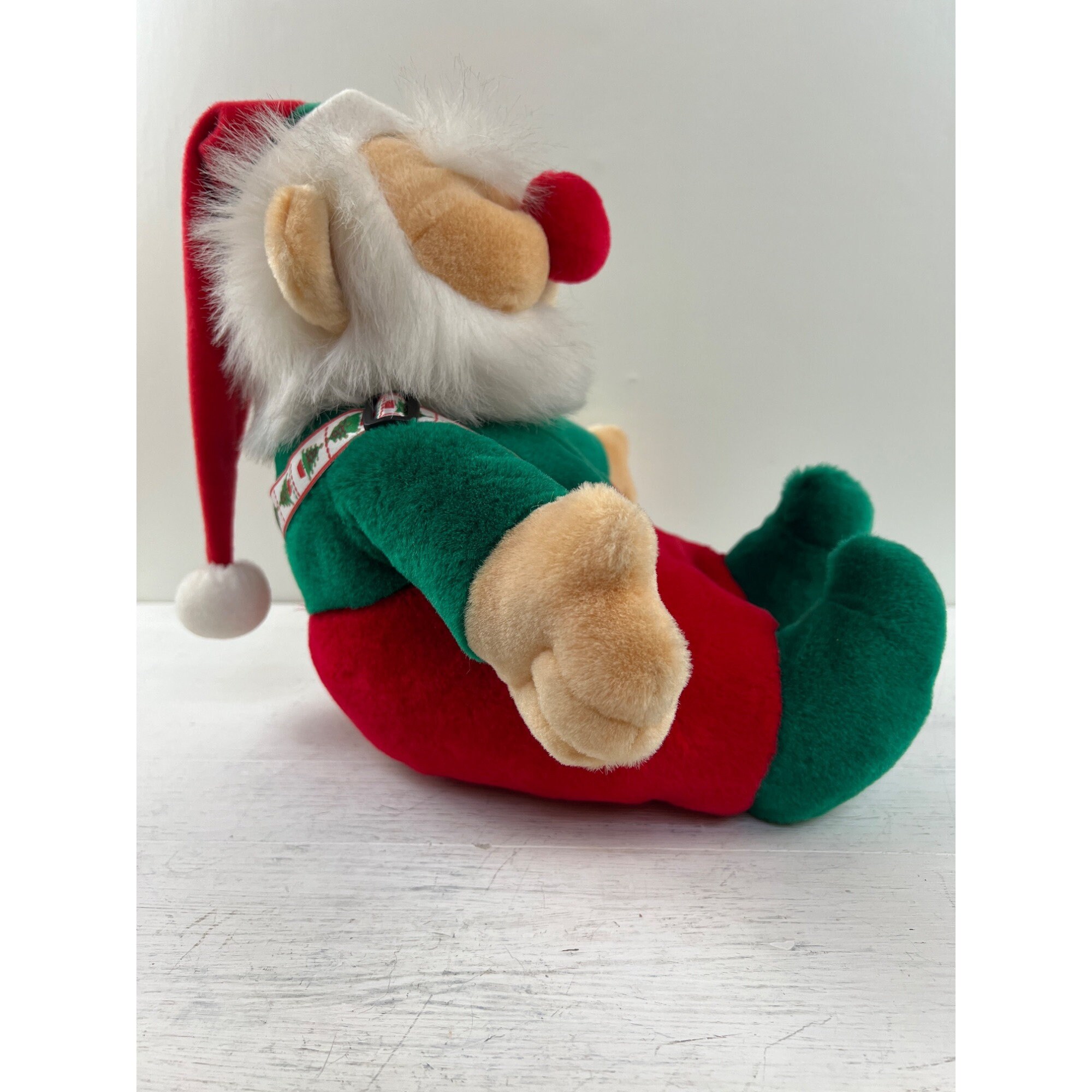 Vintage Red Nosed Santa With Christmas Tree Pattern Suspenders Plushy ...