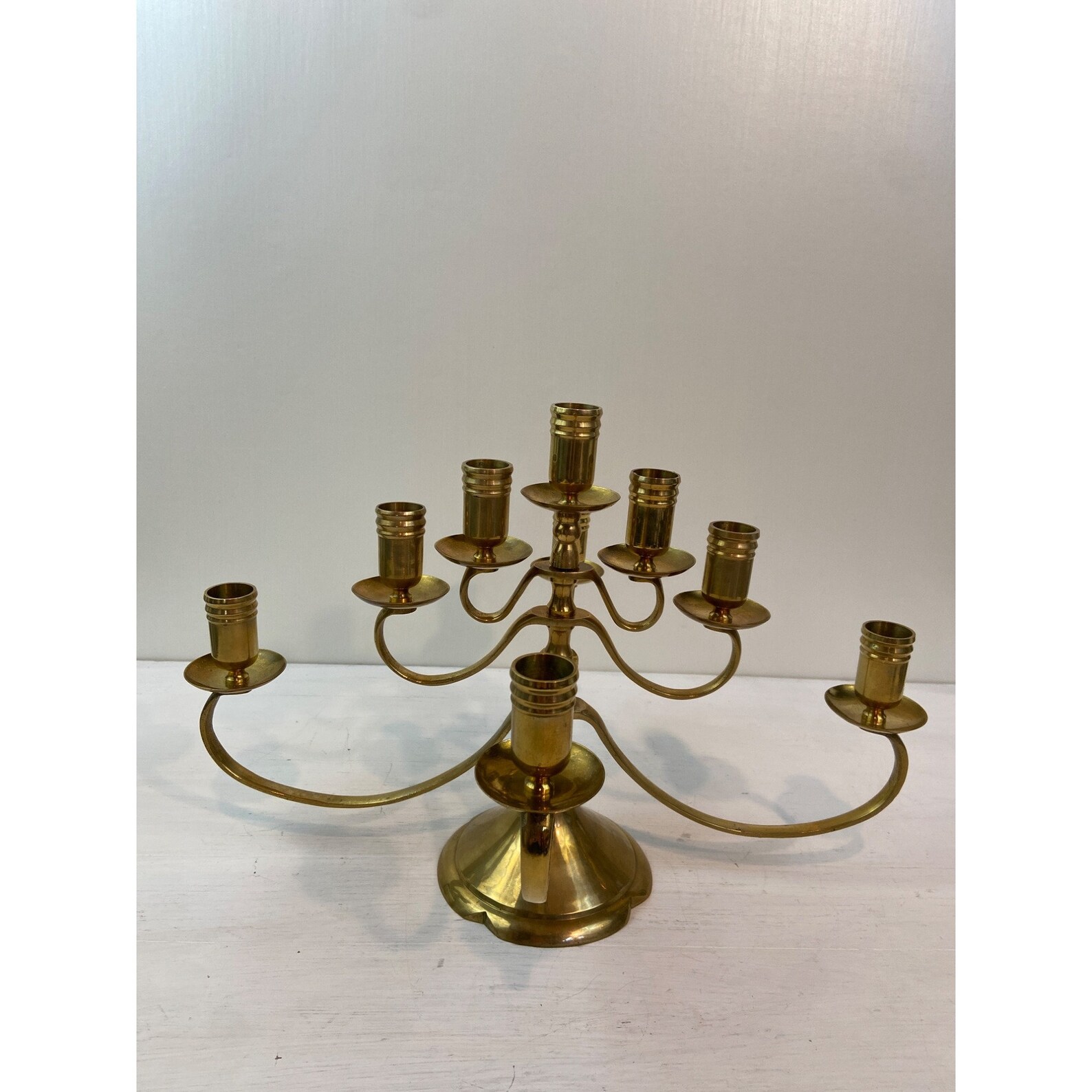 Vintage Brass 9 Arm Rotating Candelabra / Hanukkah Menorah Candle ...