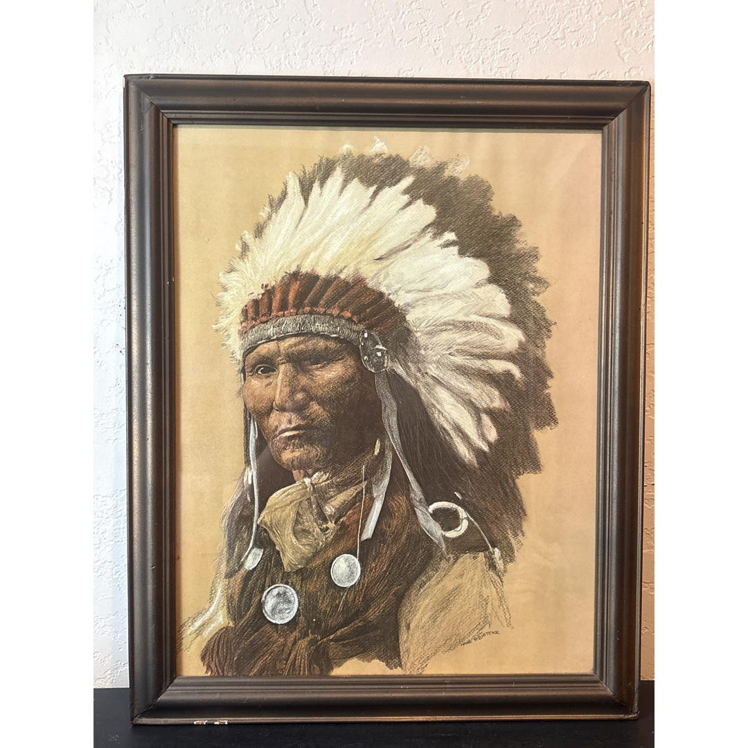 Louis Son of Chief Sitting Bull Framed Print by Hans P. Luetcke Brown ...