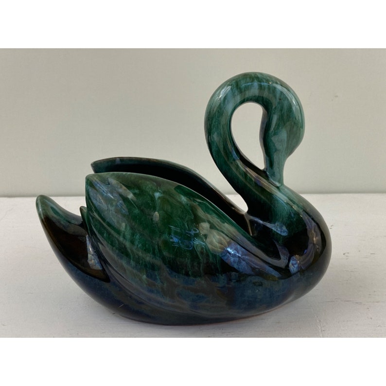 Vintage Blue Mountain Pottery Swan Drip Glaze Planter / Dish - Etsy