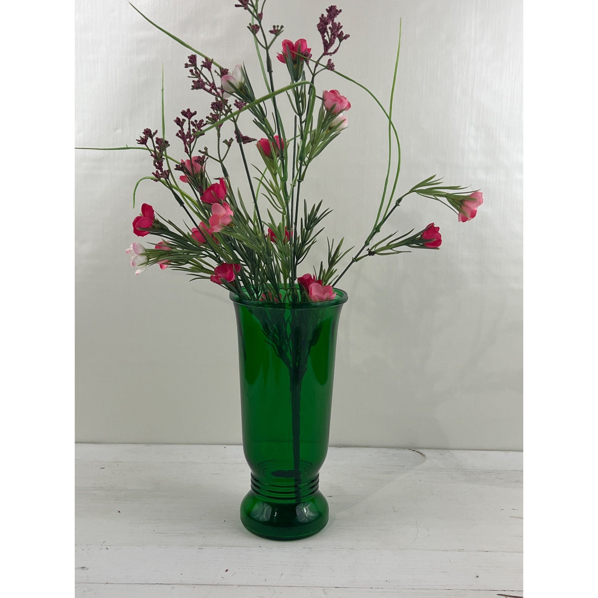 Vintage Napco Forest Green Glass Vase - Etsy