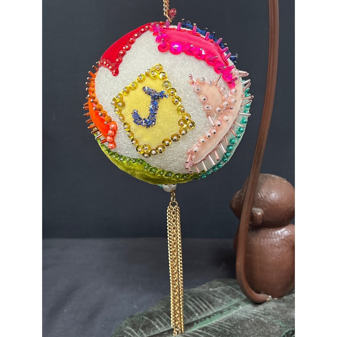 Vintage Multi-color Letter "j" Push Pin Christmas Ornament Embellished ...