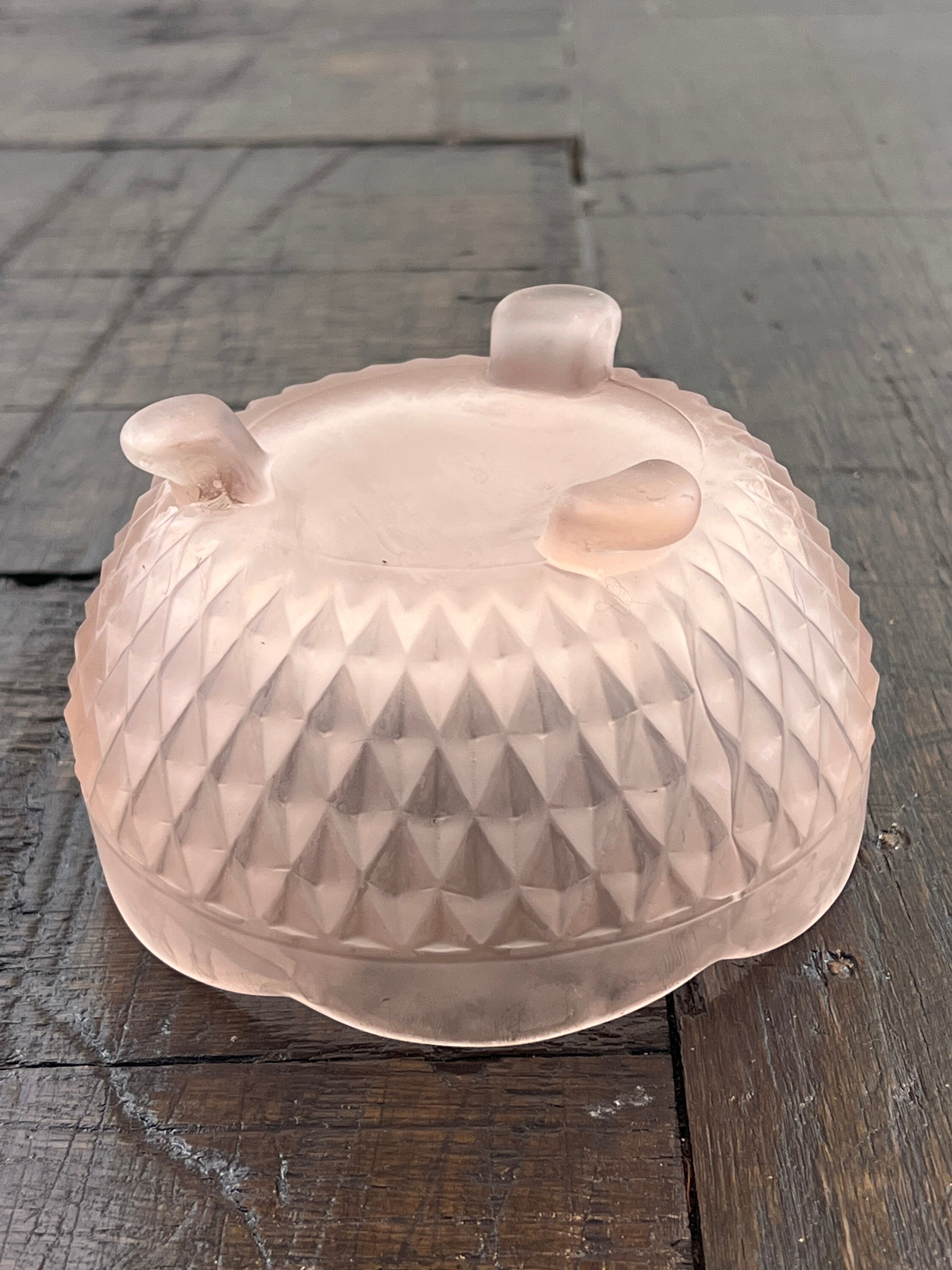 Vintage Satin Pink Diamond Pattern Indiana Glass Co, Three Footed Candy ...