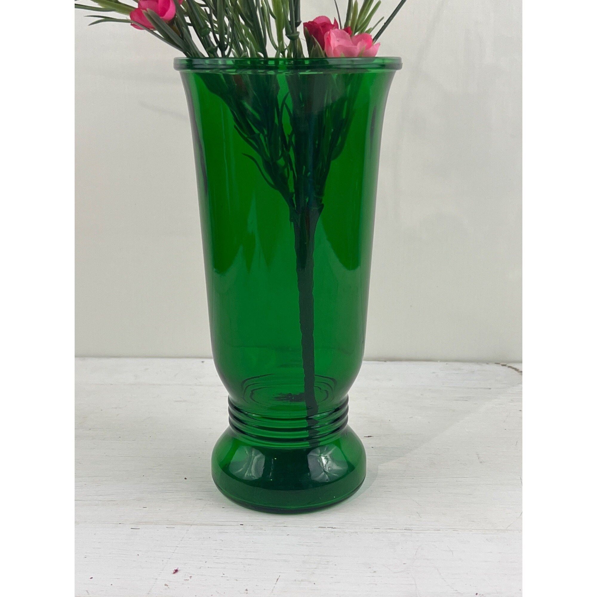 Vintage Napco Forest Green Glass Vase - Etsy