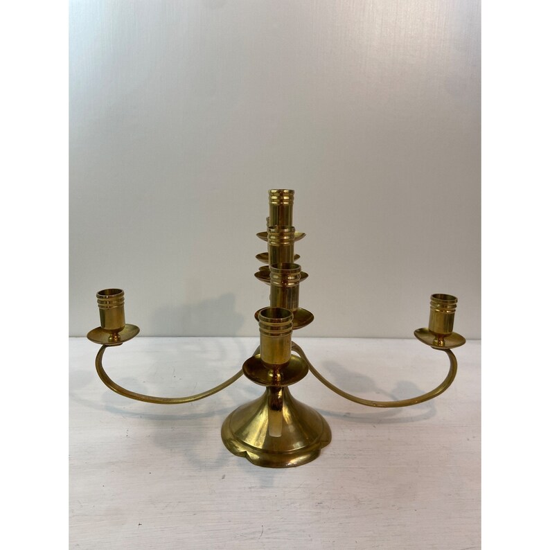 Vintage Brass 9 Arm Rotating Candelabra / Hanukkah Menorah Candle ...