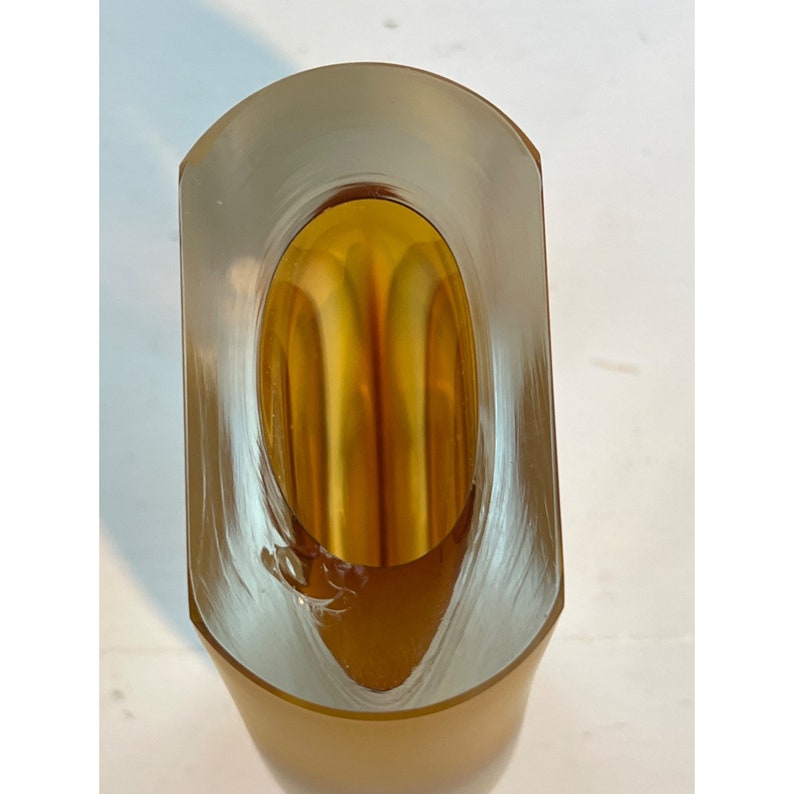 Vintage Mid Century Modern Art Glass Amber Vase - Etsy