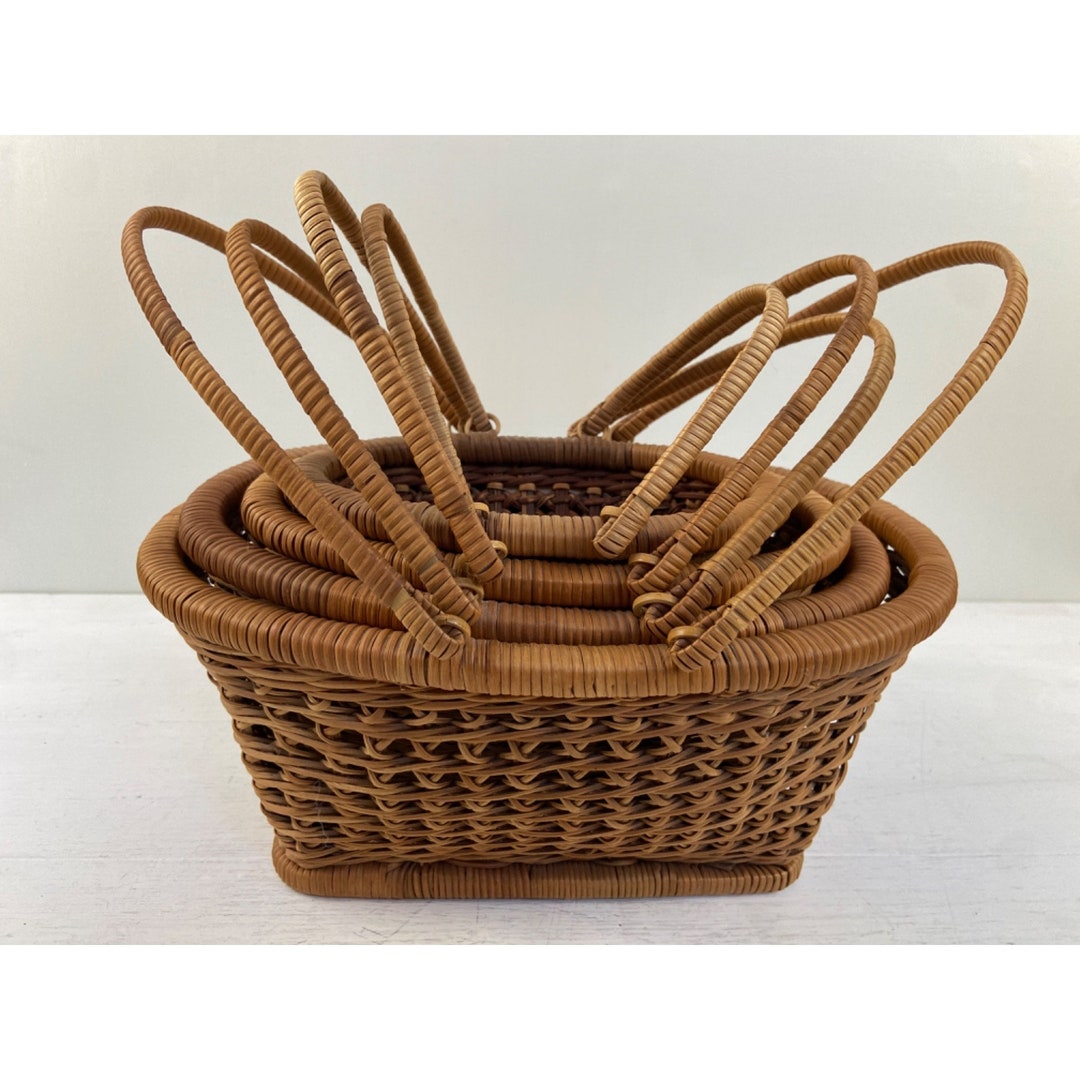 Set of 4 Vintage Nesting Baskets With Handles Nade in China - Etsy