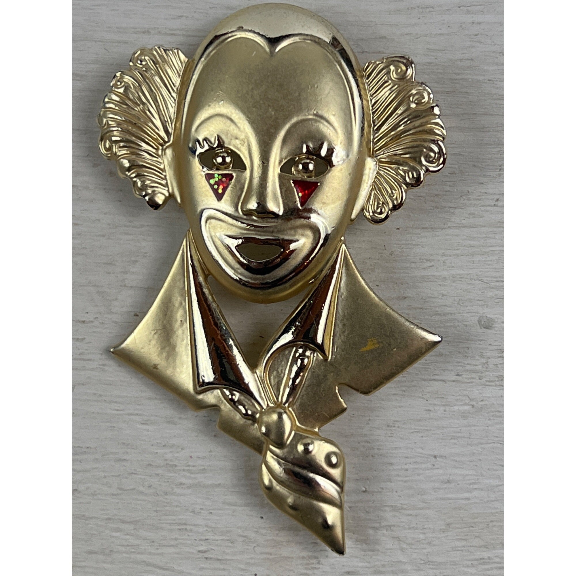 Vintage Gold Tone Circus Clown Brooch Pin 3 - Etsy