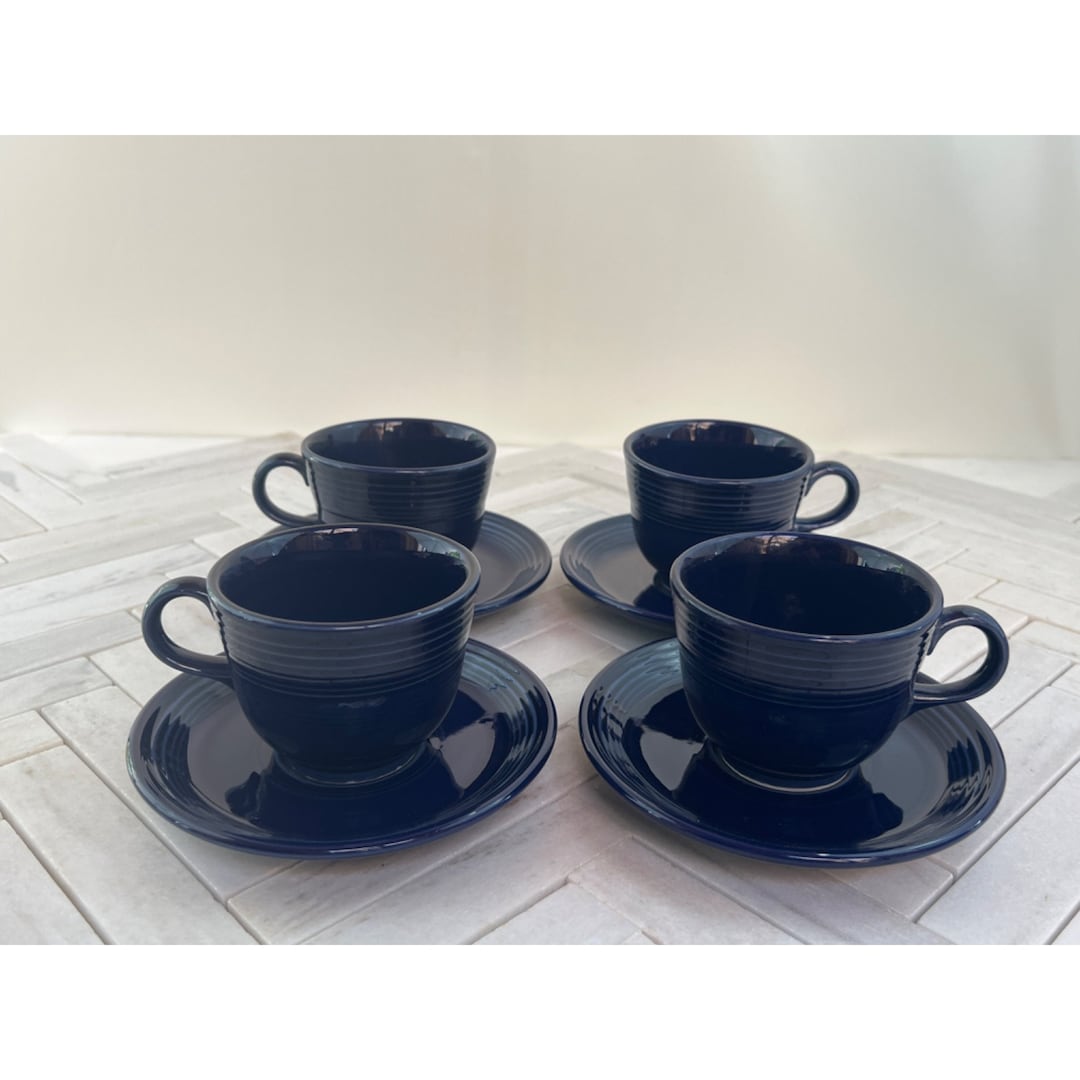 Vintage Fiesta-ware Cup and Saucer Set of 4 Cobalt Blue - Etsy