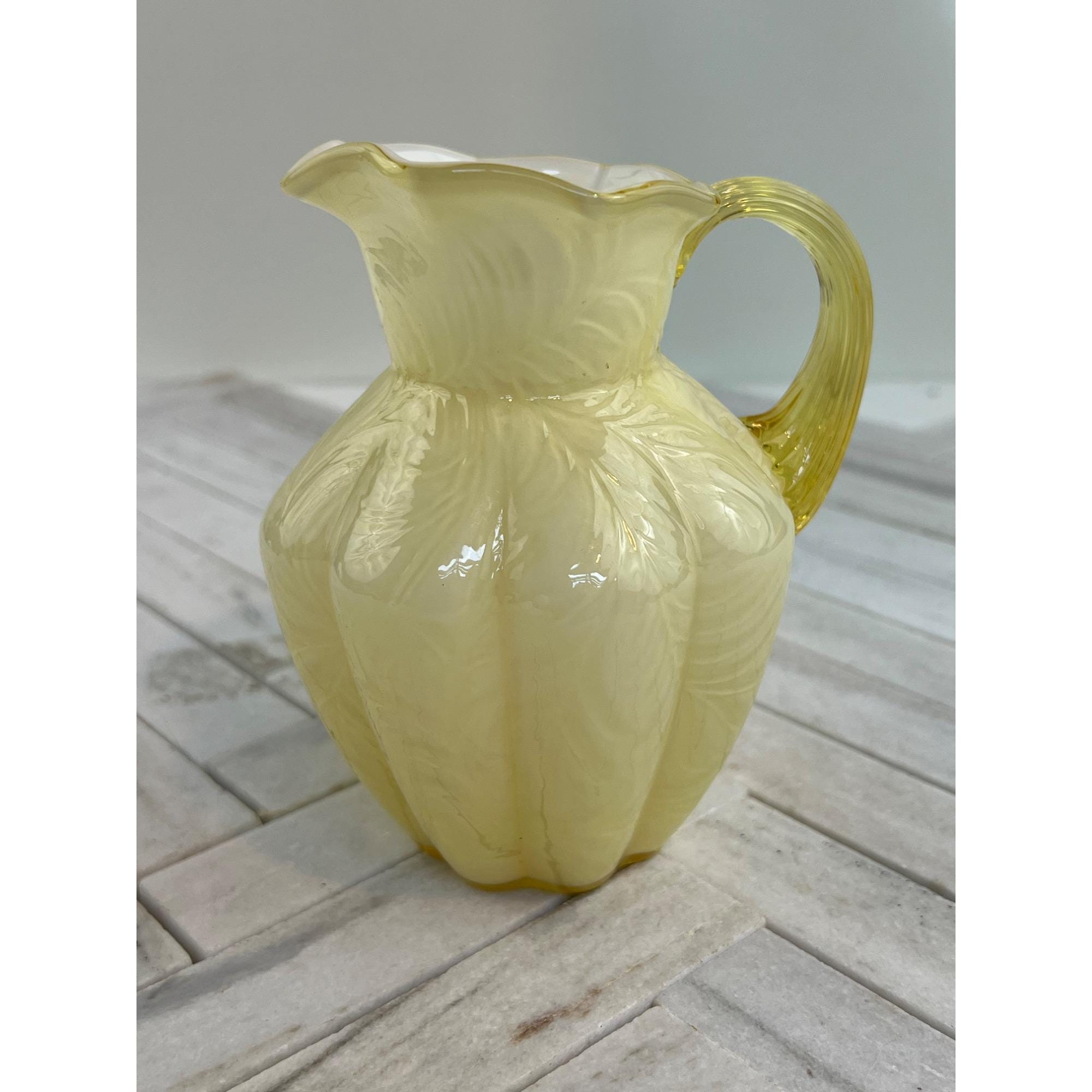 Vintage Fenton Buttercup Overlay Glass Pitcher in Fern Optic - Etsy