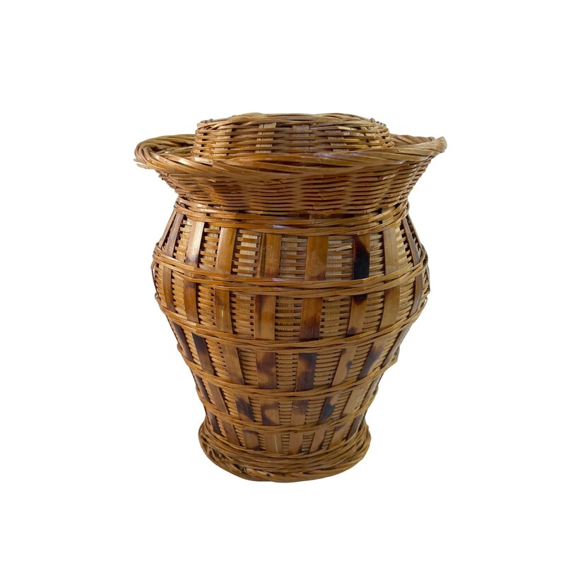 Vintage Wicker Rattan Ginger Jar Basket With Lid 7” - Etsy