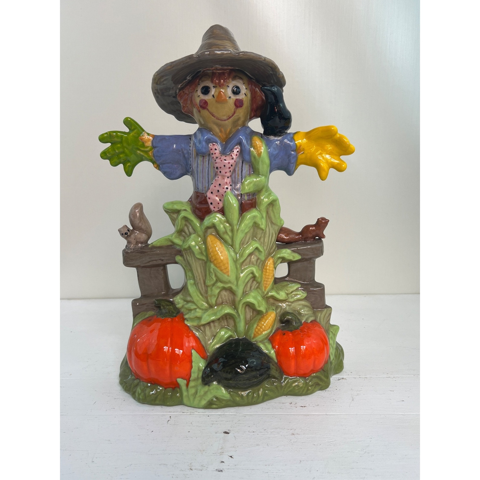 Vintage 1979 Ceramic Halloween Scarecrow Ceramic Mold Figurine Straw ...