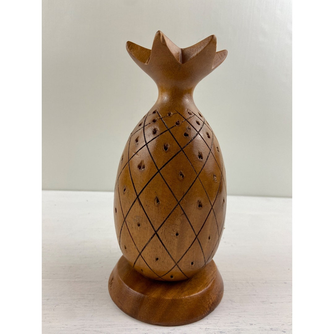 Vintage Hand Crafted Monkey Pod Wood Pineapple Toothpick Appetizer Holder 7" - Etsy