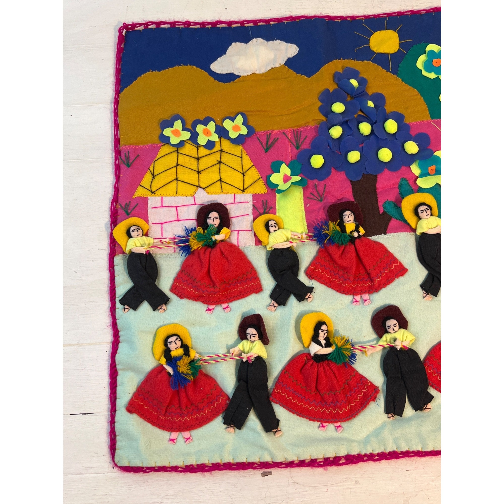 Vintage Peruvian Folk Art Arpillera Patchwork Embroidery - Etsy