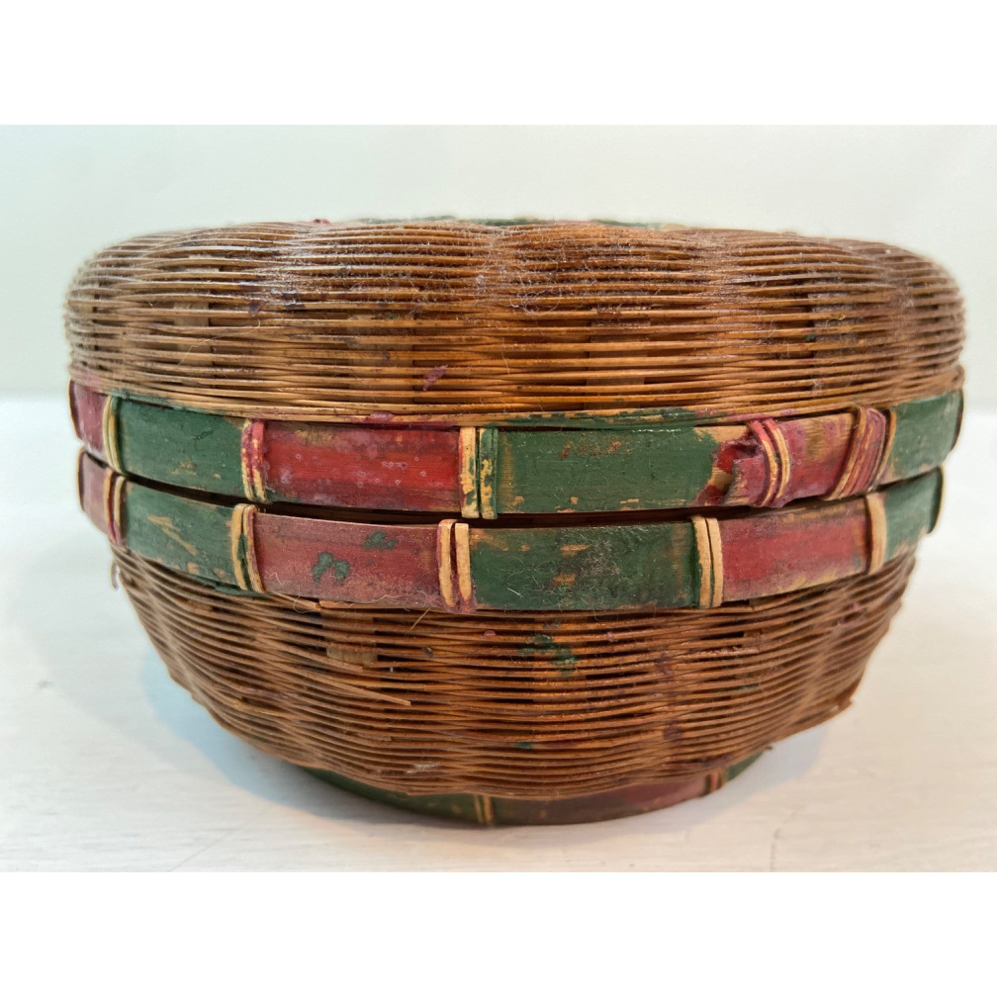 Vintage Chinese Sewing Basket Antique Painted Red Green - Etsy