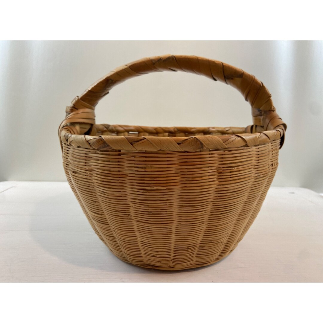 Vintage Woven / Wrapped Wicker Basket - Etsy