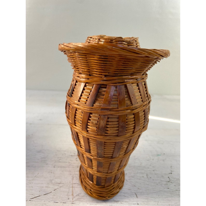 Vintage Wicker Rattan Ginger Jar Basket With Lid 7” - Etsy