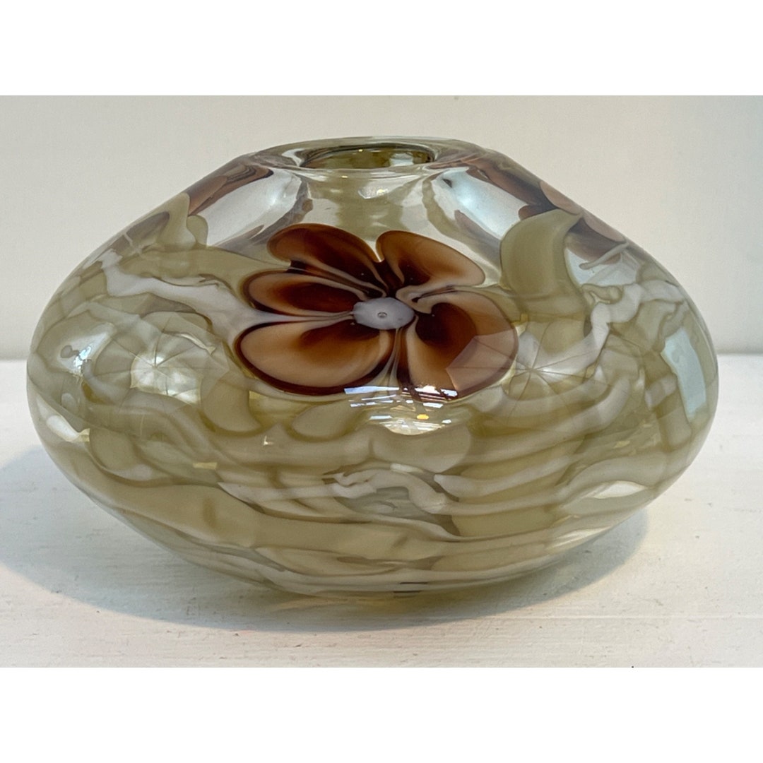 Vintage 1981 Hand Blown Studio Art Glass Vase Artist Signed Rich Miller ...