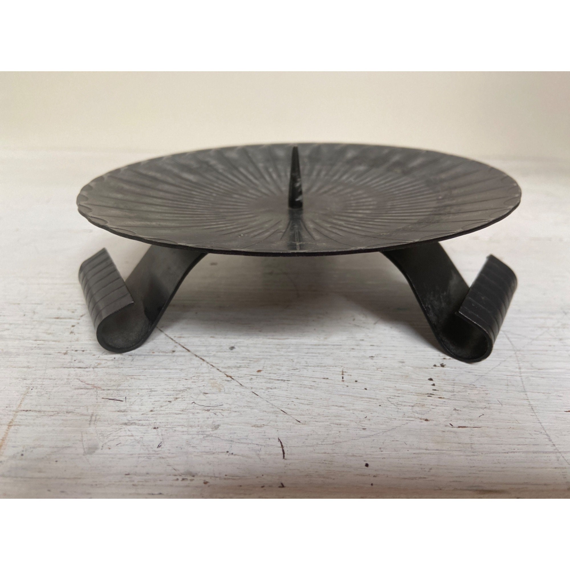 Vintage MCM Large Metal Candle Holder - Etsy
