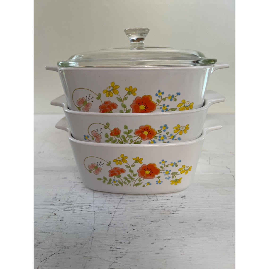 Vintage Corning Ware Wildflower Pattern Casserole Dishes W/ - Etsy