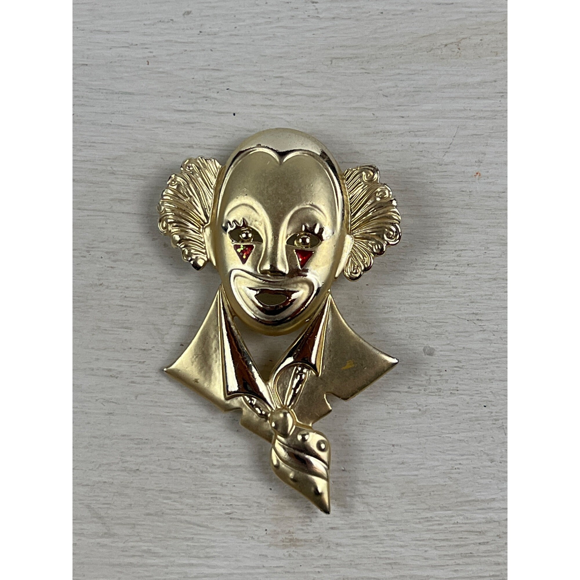 Vintage Gold Tone Circus Clown Brooch Pin 3 - Etsy